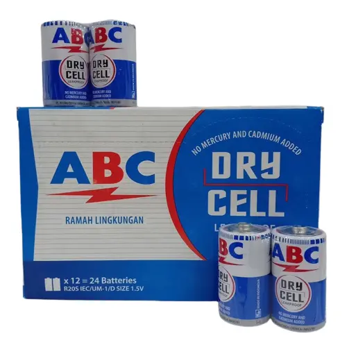 BATERAI ABC DRY CELL R20S 1,5 VOLT ISI 2 BATERAI | HJAYA